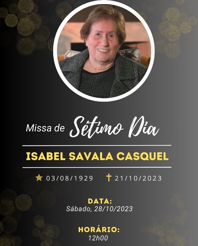 Morre aos 94 anos a mãe de Elizabeth Savala, Isabel Savala Casquel