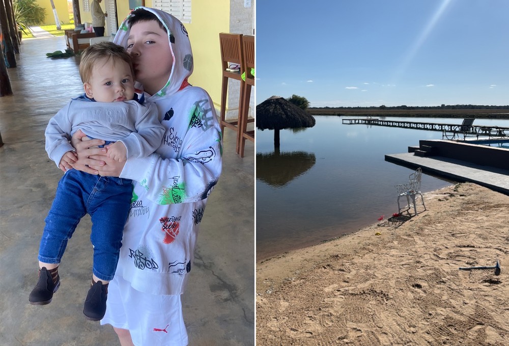 Jéssica Beatriz mostra farra dos netos de Leonardo em praia artificial ...