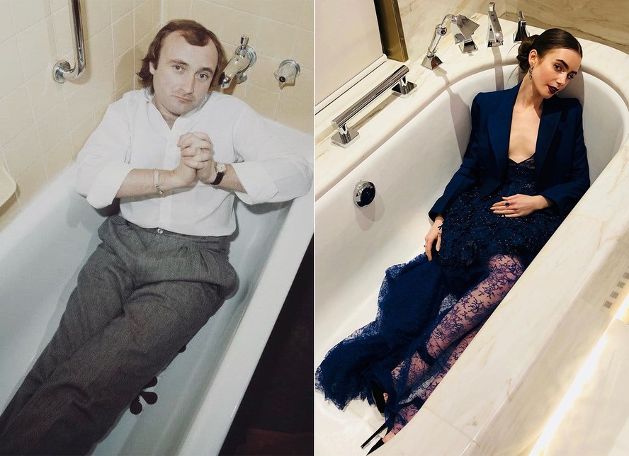 Lily Collins celebra aniversário de Phil Collins e web se choca: 'Seu pai?'
