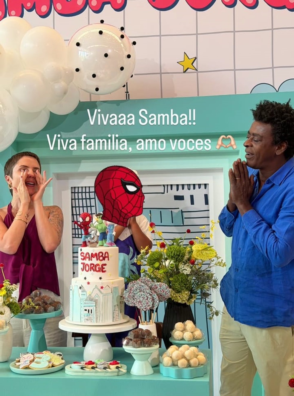 Seu Jorge comemora aniversário do caçula, Samba Jorge, em SP