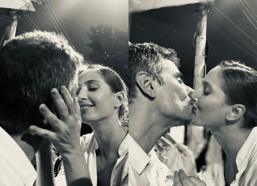 Camila Pitanga troca beijos com o namorado e se derrete