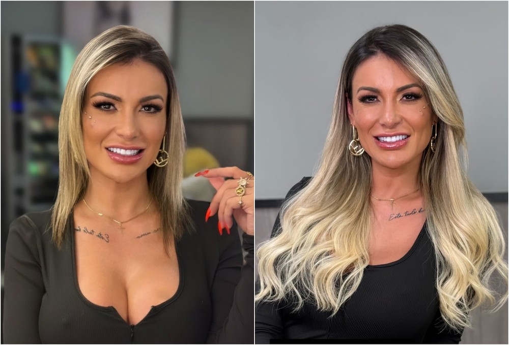 Andressa Urach troca método após mega hair deixar cabelo com falhas; veja o resultado
