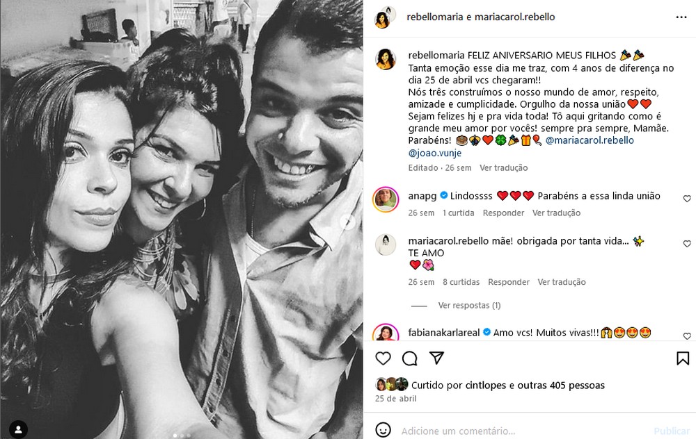 João Rebello e irmã, Maria Carol, nascidos no mesmo dia, comemoram ...
