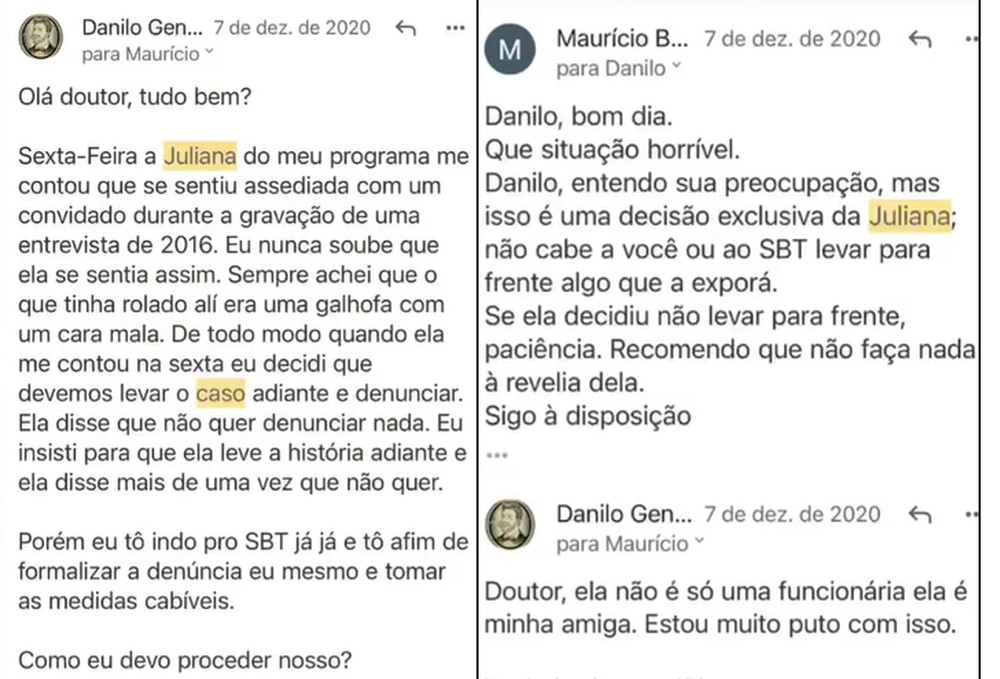 Juliana Oliveira se manifesta após Danilo Gentili dizer que ela mentiu sobre falta de apoio dele ...