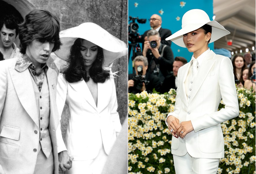 Look de Zendaya para o Met Gala é inspirado em roupa que Bianca Jagger usou para se casar com ...