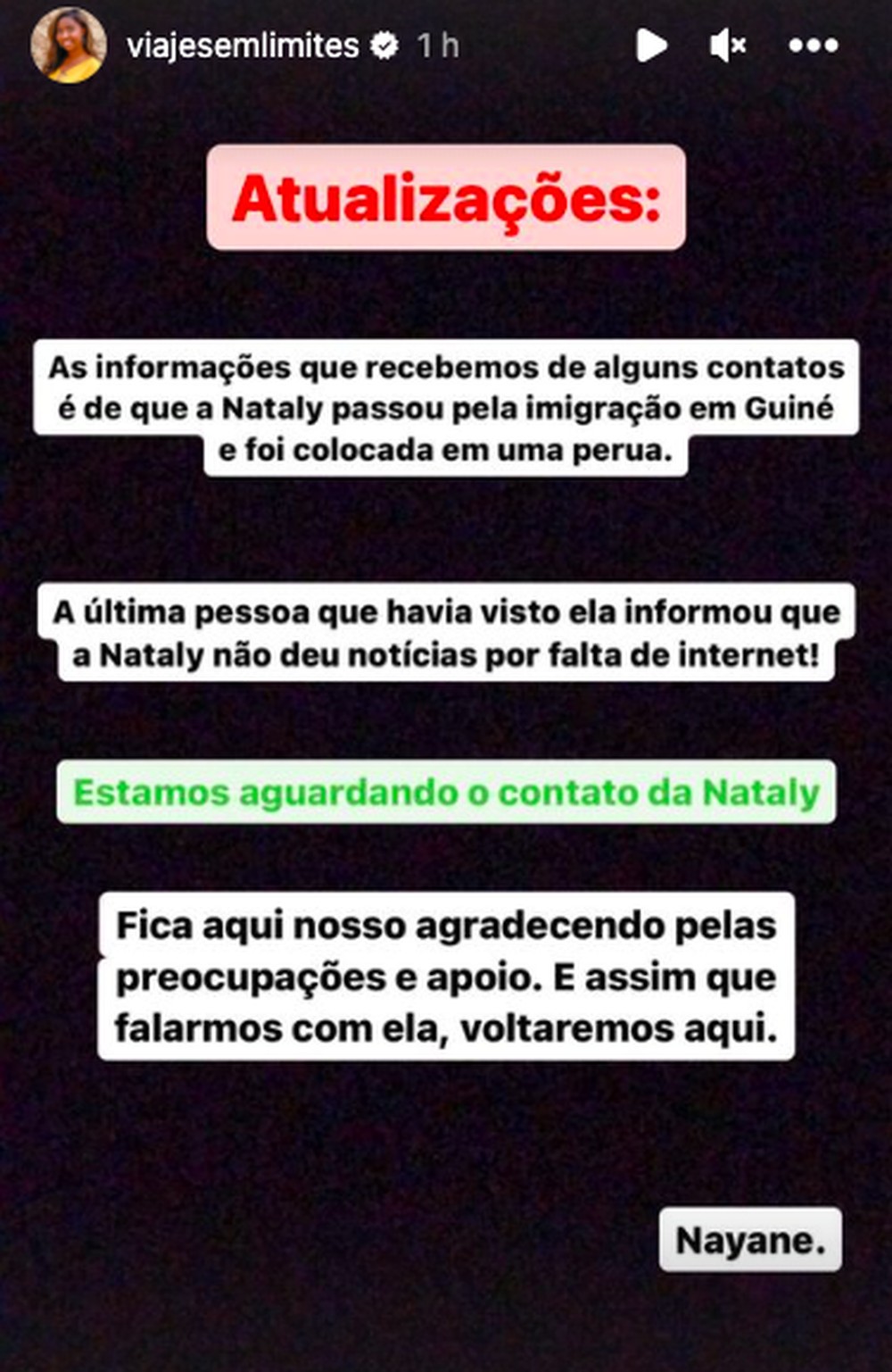 Influenciadora Nataly Castro é encontrada após desaparecimento durante viagem