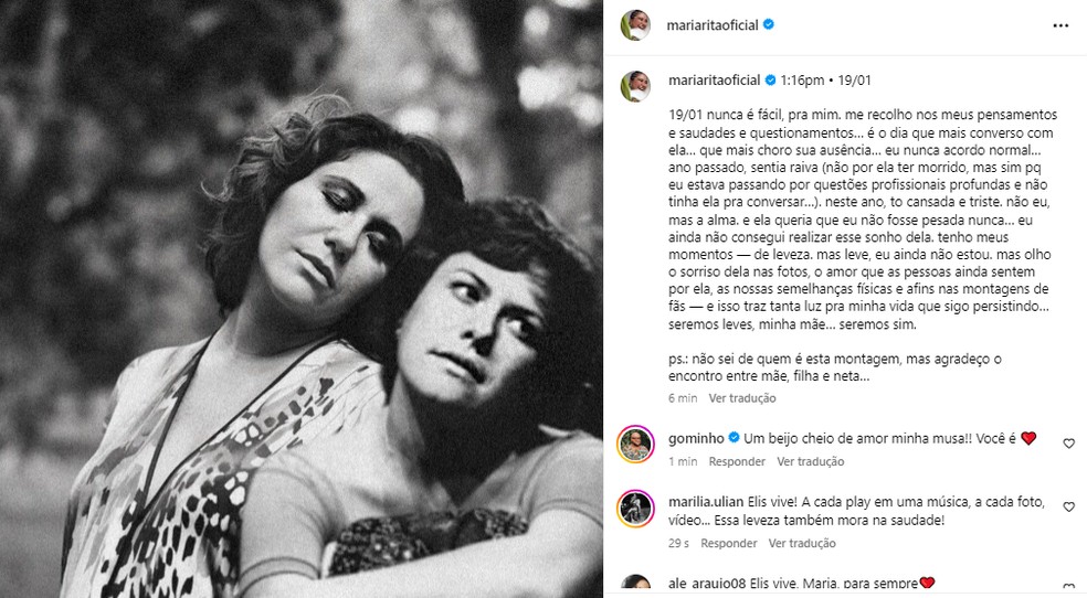 Maria Rita posta em aniversário de morte da mãe, Elis Regina: 'Dia que ...