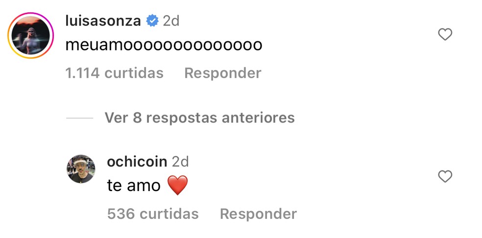 Luísa Sonza e Chico Moedas trocam declarações