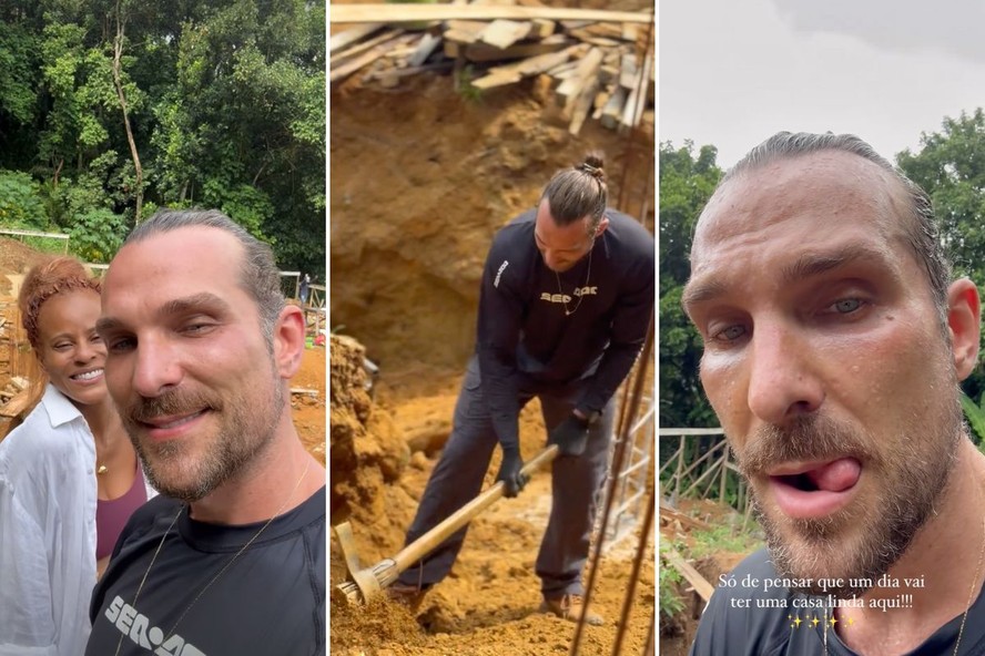 Igor Rickli coloca a mão na massa em construção de casa: 'Puxado'