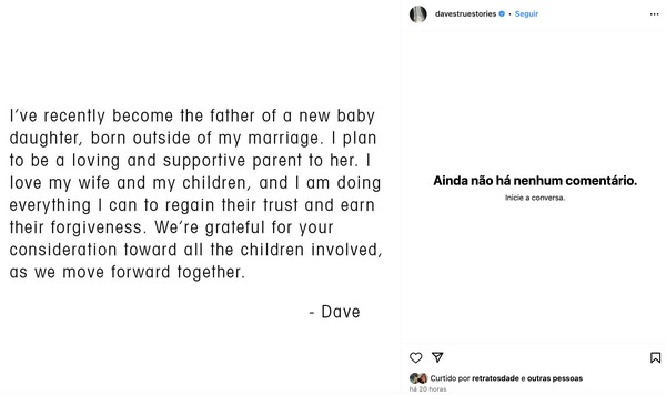 Com bebê fora do casamento, Dave Grohl se torna pai de 4; conheça a família