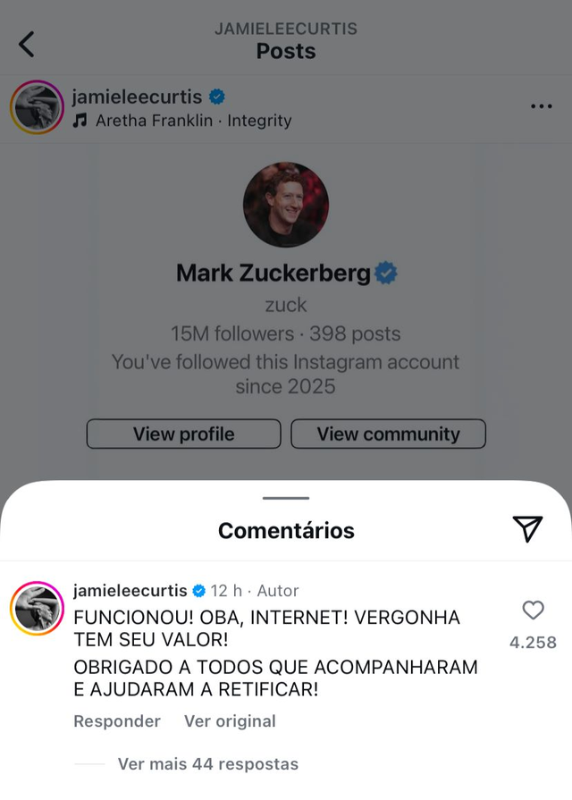 Jamie Lee Curtis é vítima de deep fake e tem conteúdo removido após ...