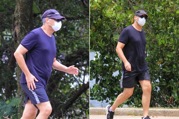 William Bonner se exercita na na Lagoa Rodrigo de Freitas, no Rio