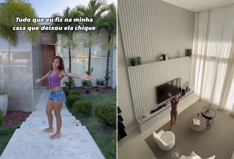 Sthefane Matos faz tour por mansão com painel e closet gigantes