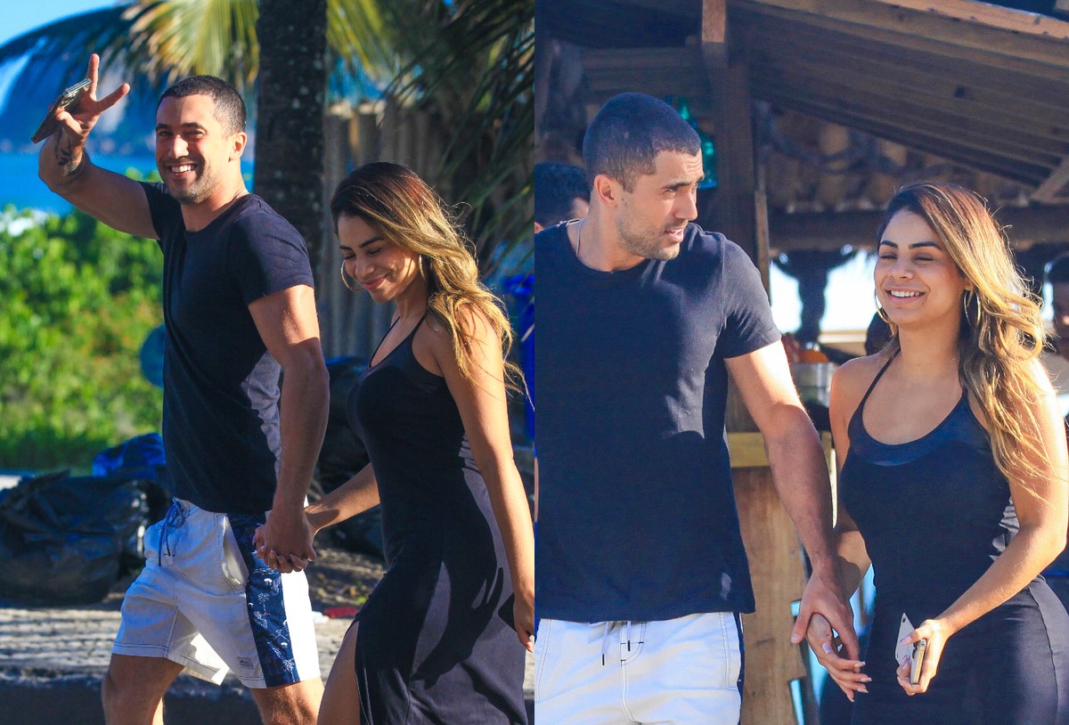 Sorridente, Lexa curte dia de folga passeando com o namorado no Rio