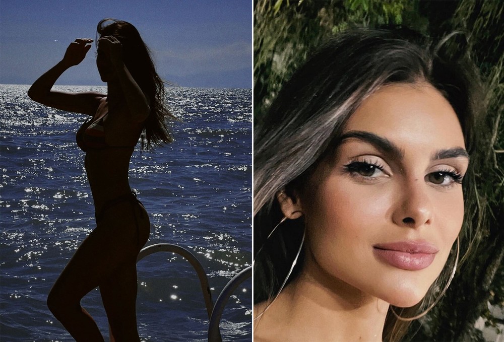 De biquíni, Amanda Kimberlly, mãe de filha de Neymar, mostra tanquinho