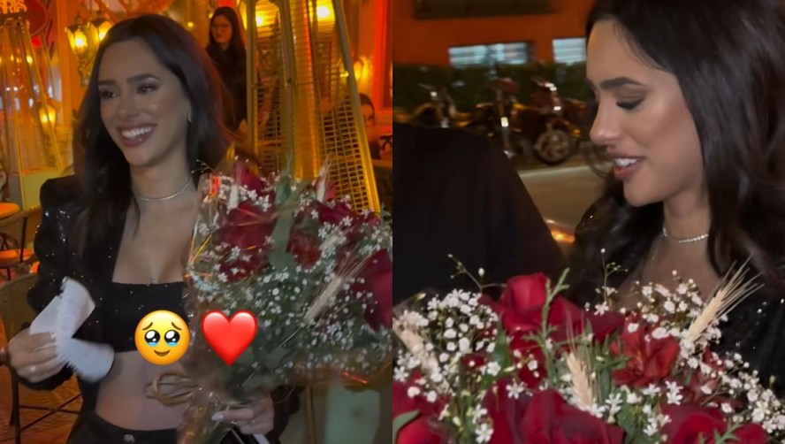 Bruna Biancardi ganha flores de youtuber e web elogia sua reação; vídeo