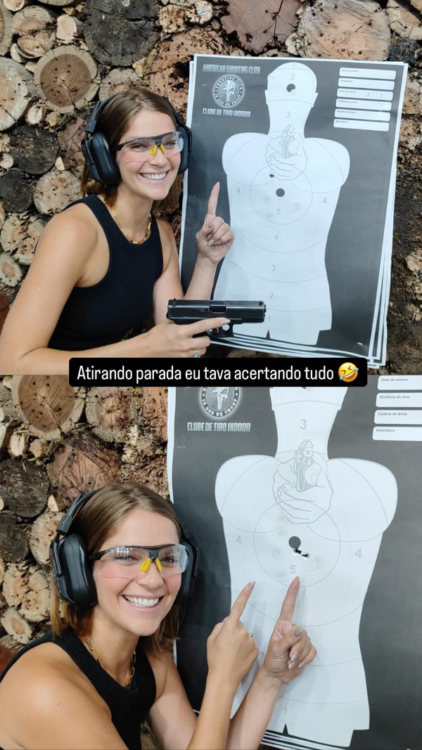 Isabella Santoni se gaba por habilidades com mira em aula de tiro ...
