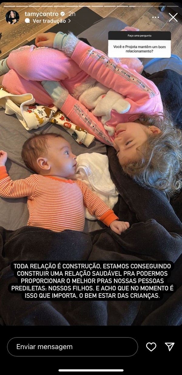 Tamy Contro detalha atual relação com Projota após separação