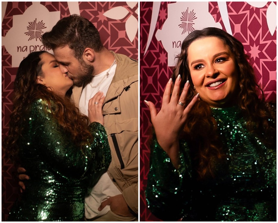 Maiara mostra anel de compromisso e beija muito Matheus Gabriel antes ...