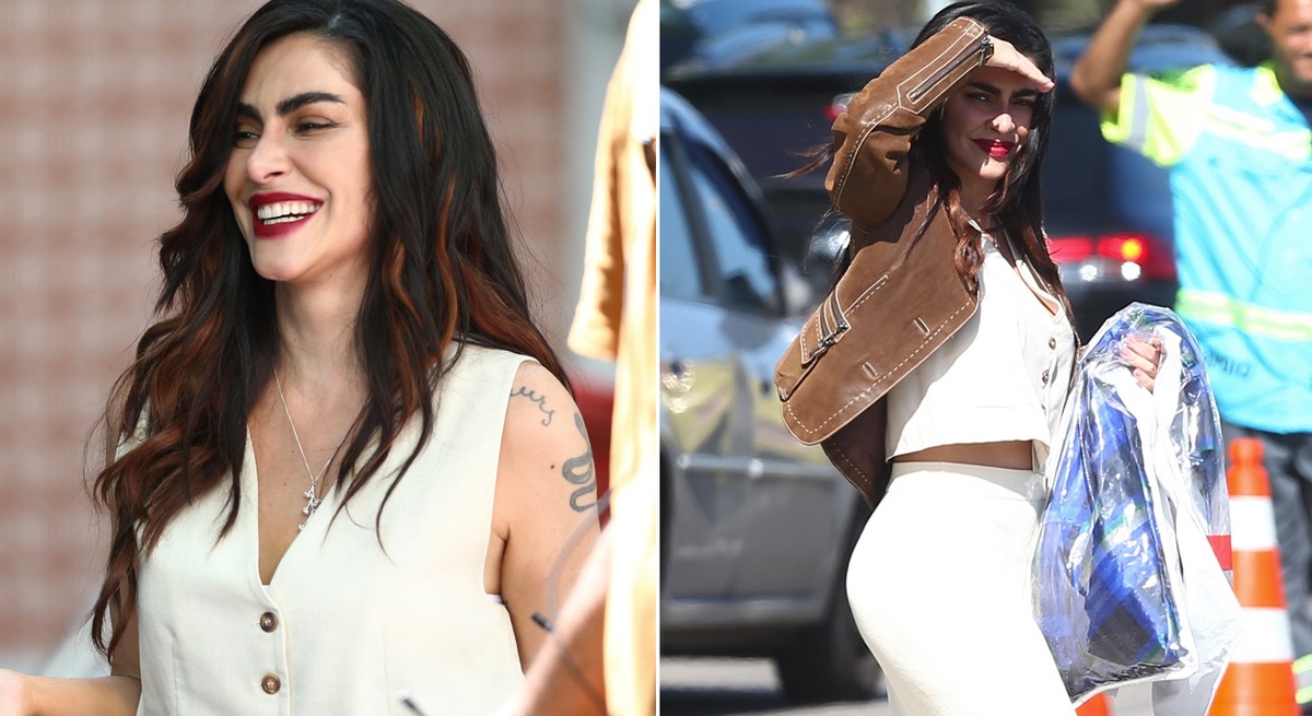 Sob sol escaldante, Cleo tem dia de filmagens nas ruas do Rio de Janeiro