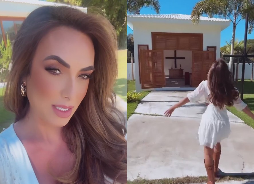 Nicole Bahls mostra capela construída em sua mansão: 'Muita fé em Deus'