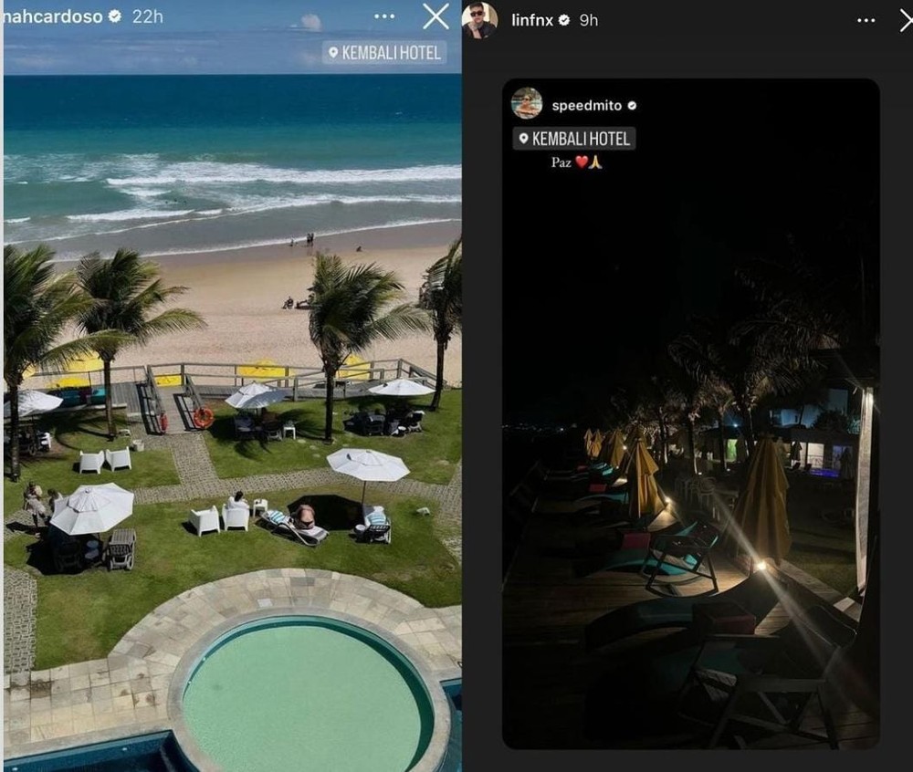 Nah Cardoso e ex de Gabi Martins postam fotos em mesmo hotel após rumores de romance