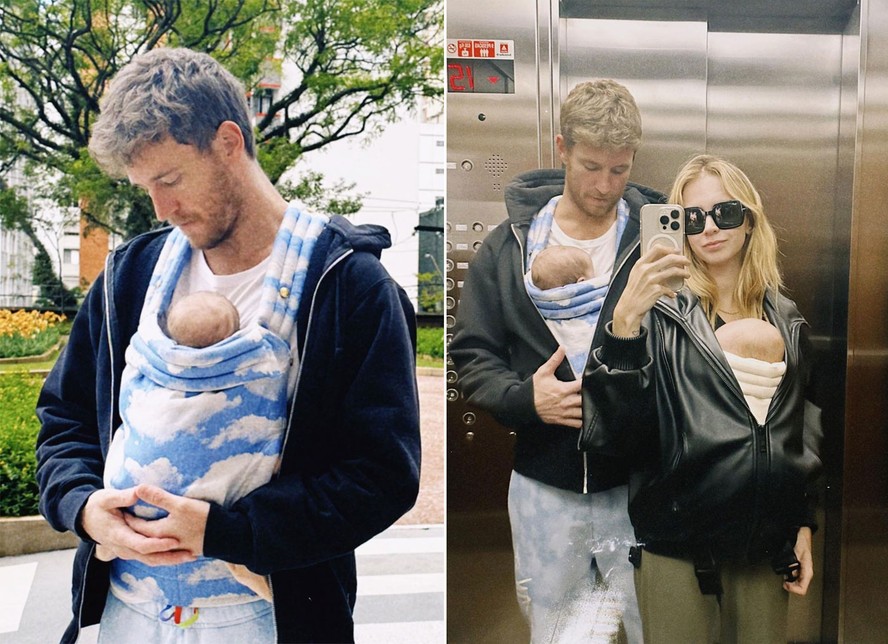 Marido de Isabella Scherer posa com os gêmeos e brinca: 'Quem vê foto ...