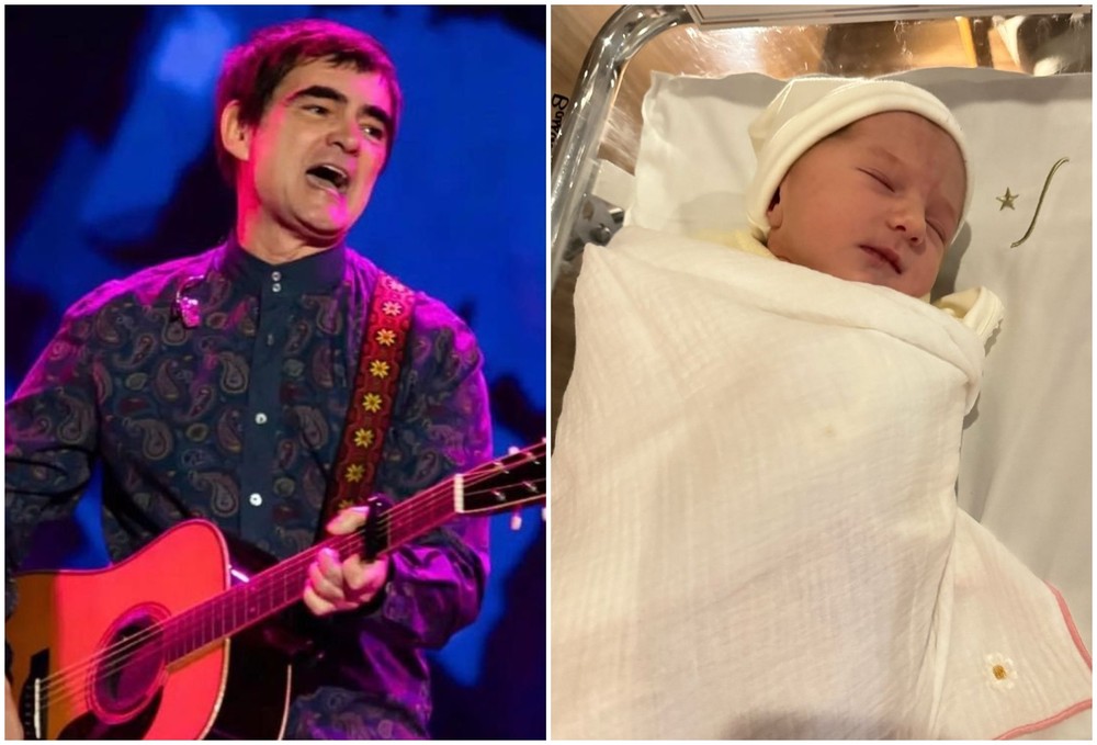 Samuel Rosa e Laura Sarkovas postam foto rara da filha nos 2 meses da bebê