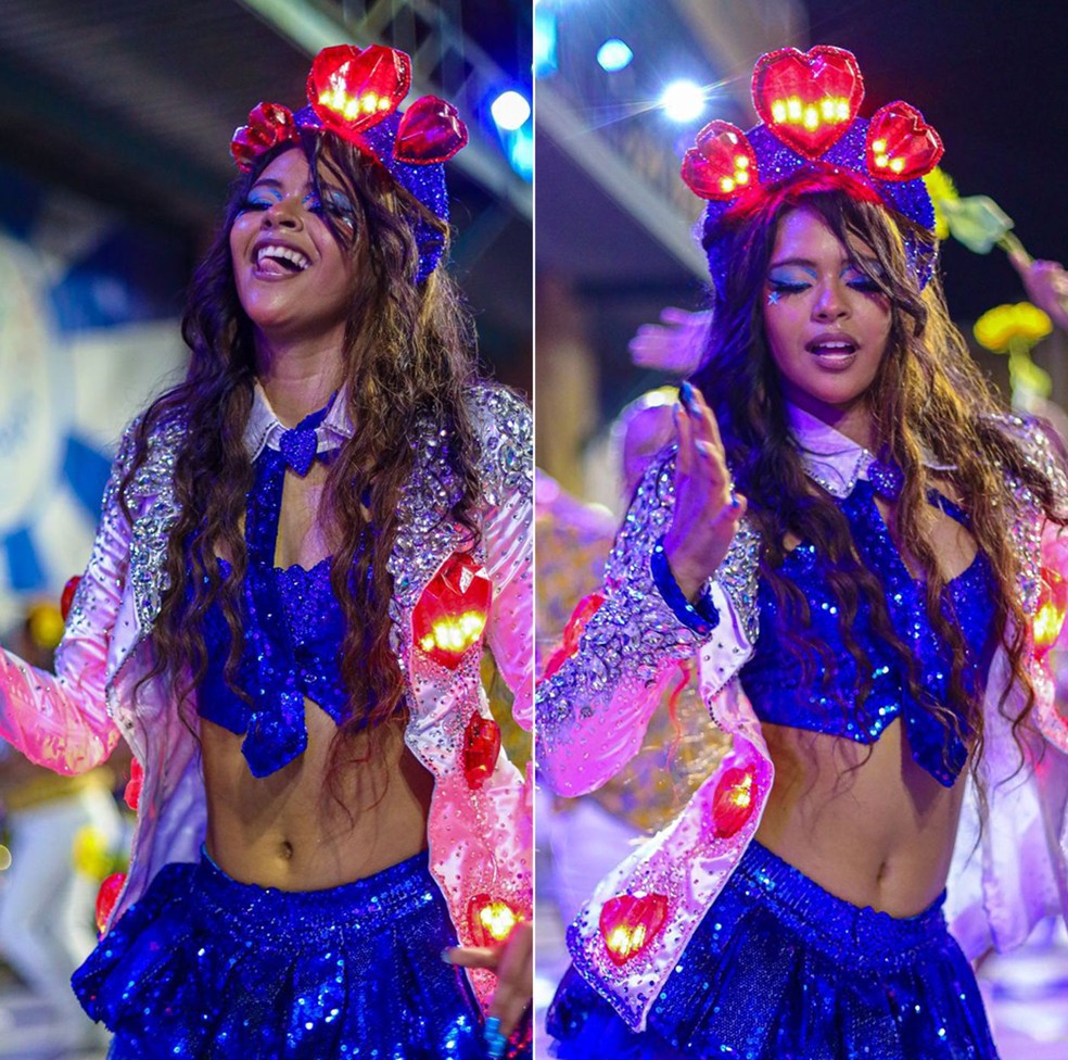 Cantora Wenny desfila como musa da Portela e homenageia Milton Nascimento