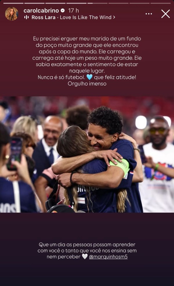 Carol Cabrino diz que Marquinhos esteve 'no fundo do poço' após a Copa ...