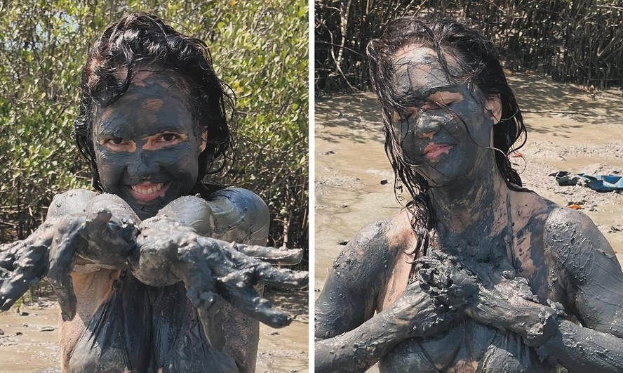 Tereza Seiblitz posa para fotos em mangue no Maranhão