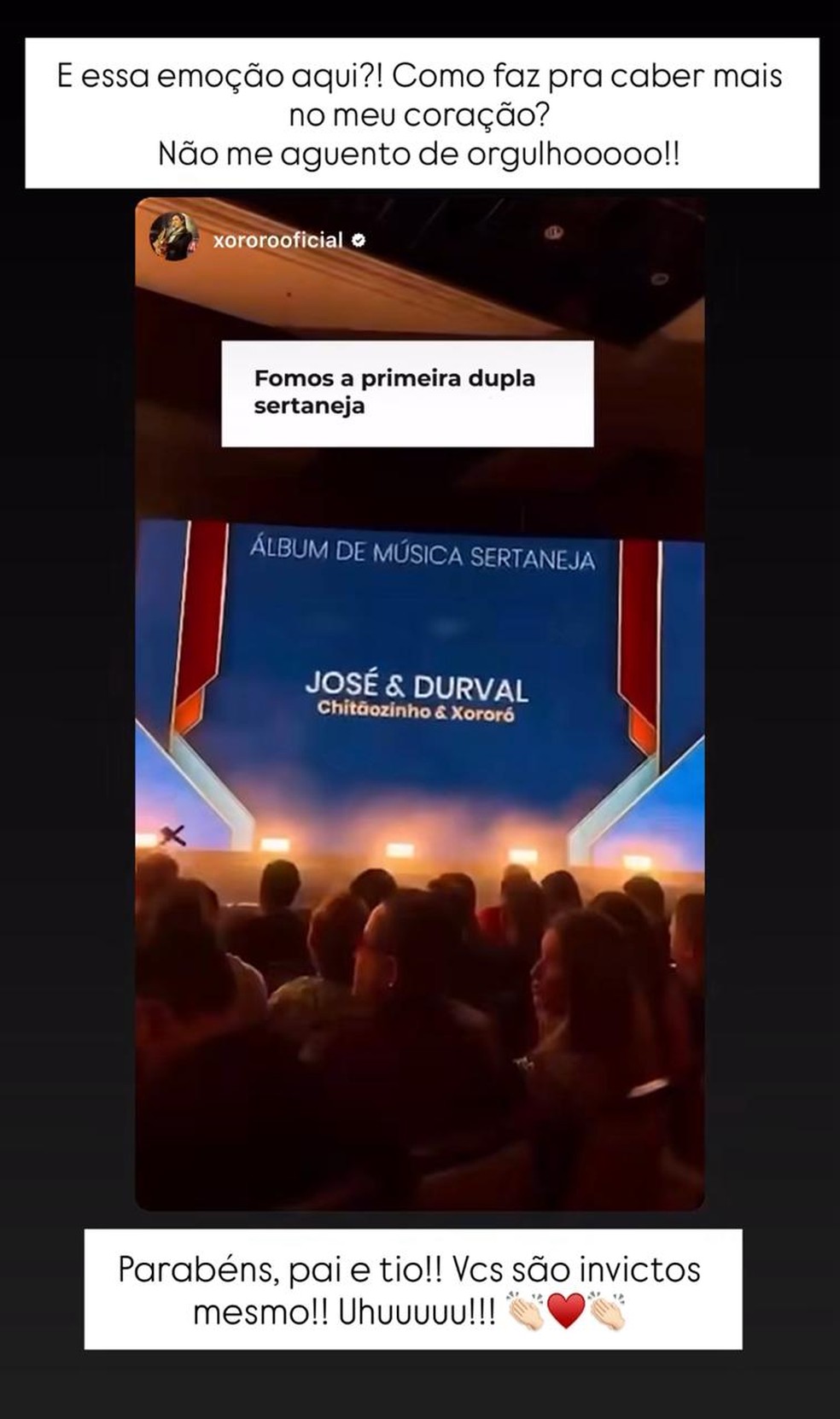 Sandy celebra conquista do tio e do pai, Chitãozinho e Xororó, no ...