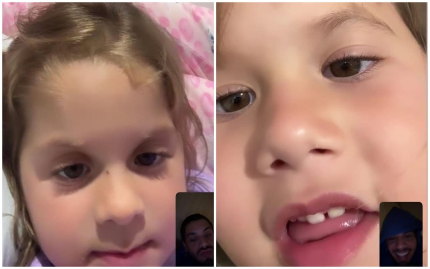 Zé Felipe mata saudade das filhas, que estão na Espanha com Virginia ...