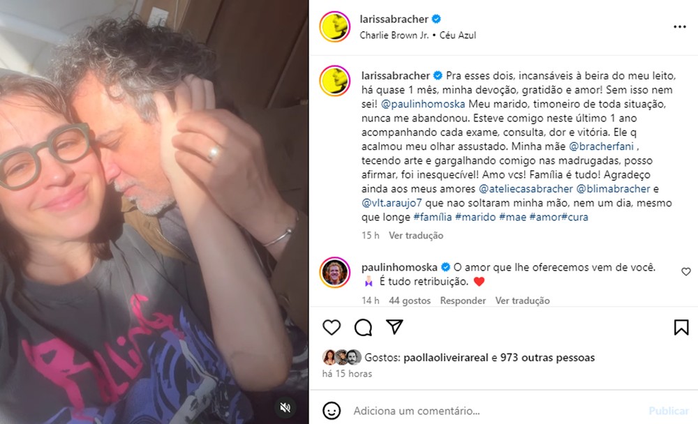 Paulinho Moska homenageia a esposa atriz após complicações em cirurgias ...