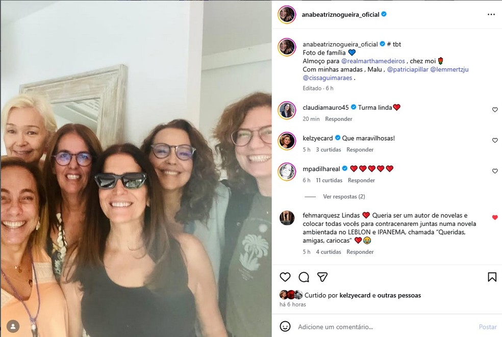 Ana Beatriz Nogueira celebra encontro com amigas: 'Família'