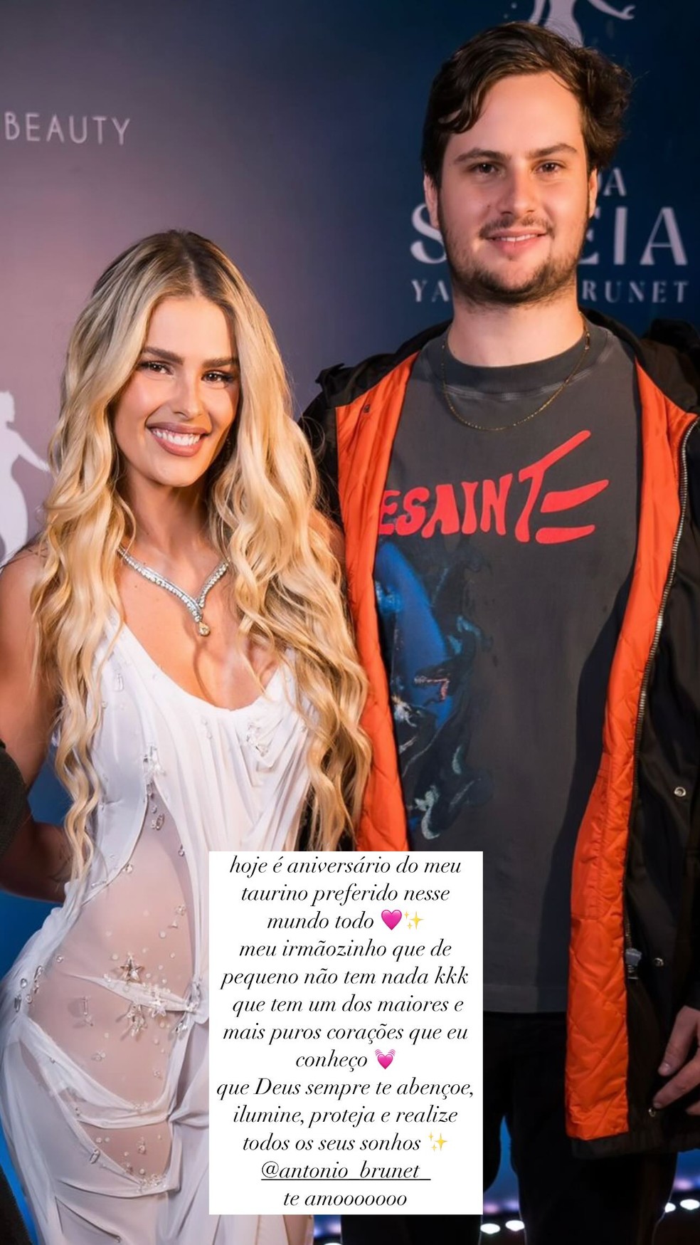 Yasmin Brunet homenageia o irmão, Antonio Brunet, pelo aniversário ...