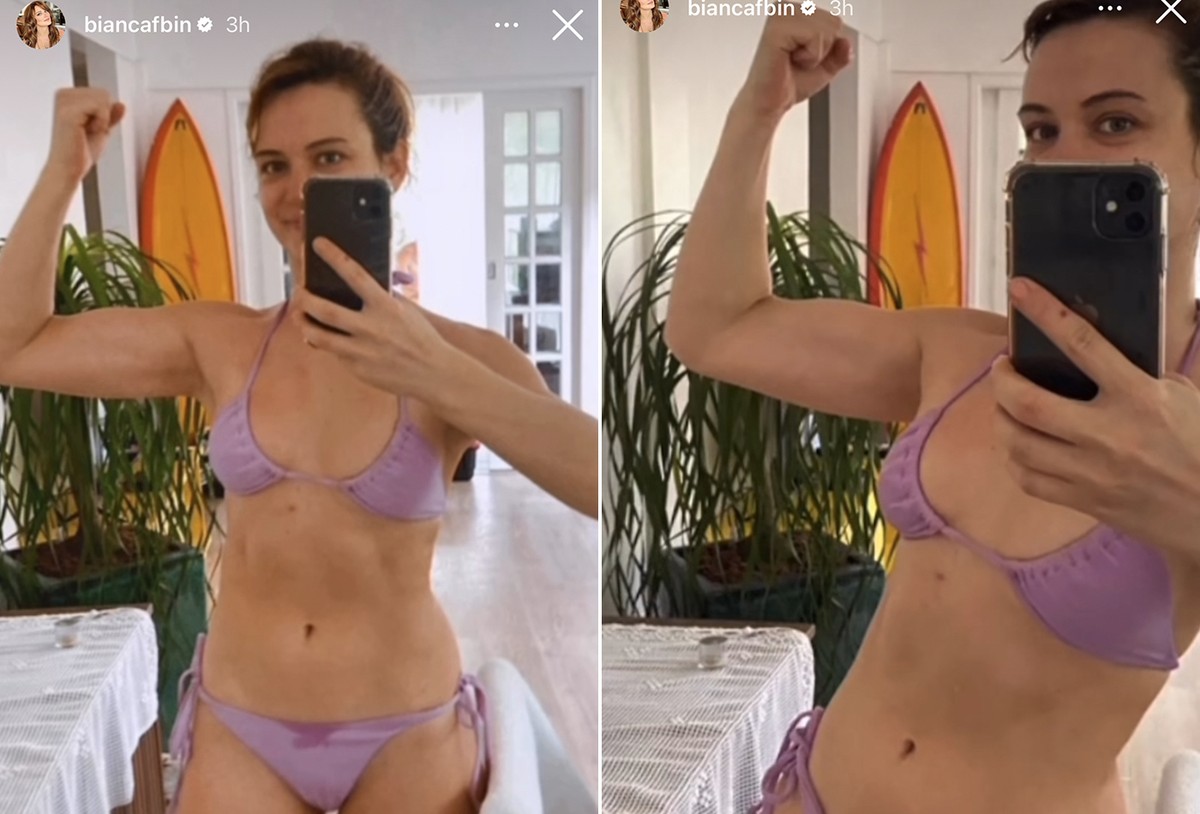 Bianca Bin mostra corpo sarado e biquíni suado após 'treininho pago'