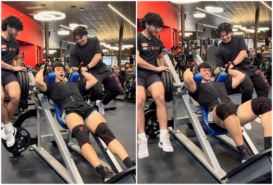 Victor Alexandre levanta amigos durante musculação: 'Adivinhe o peso ...