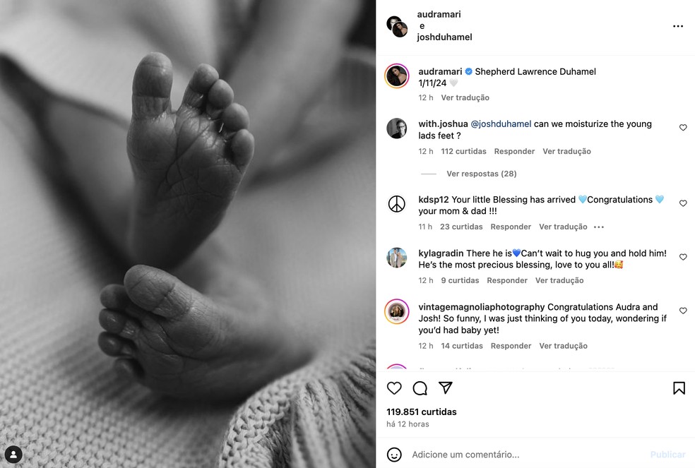 Nasce o filho de Josh Duhamel e Audra Mari
