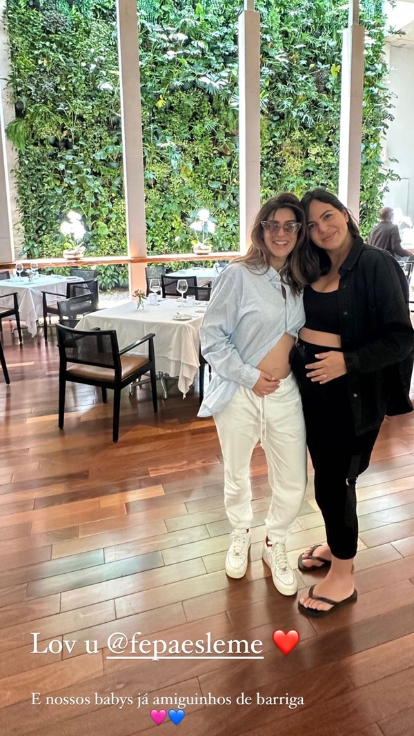 Fernanda Paes Leme e Carol Sampaio mostram barrigas de grávidas: 'Bebês já amiguinhos'