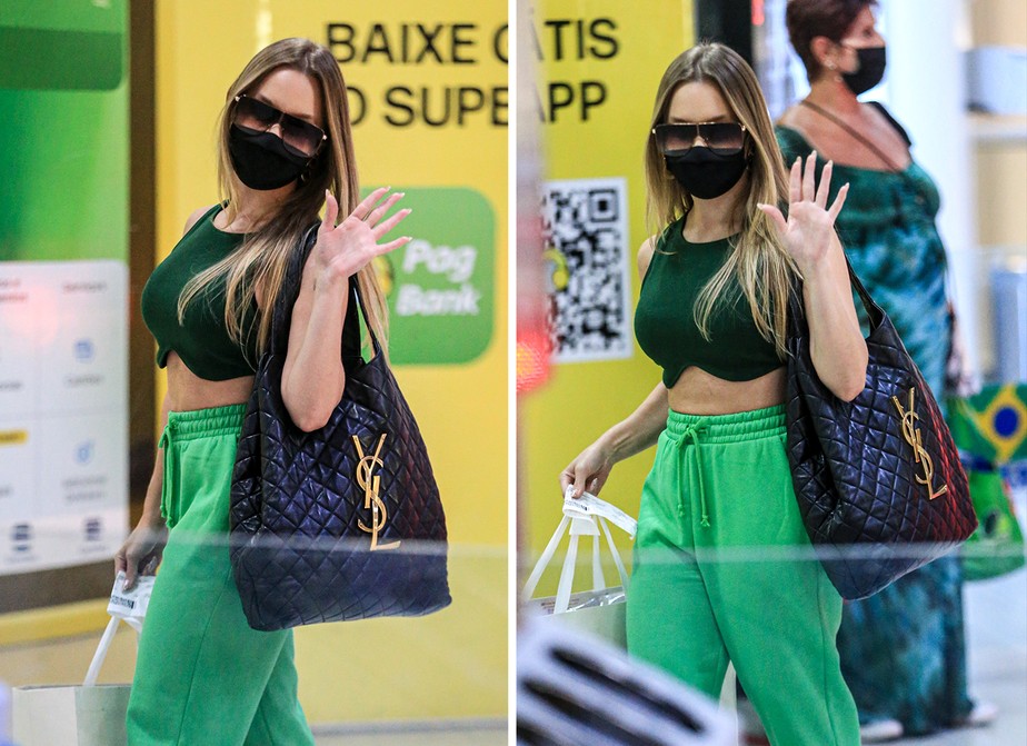 Carla Diaz usa look todo verde e bolsa de R$ 25 mil; fotos
