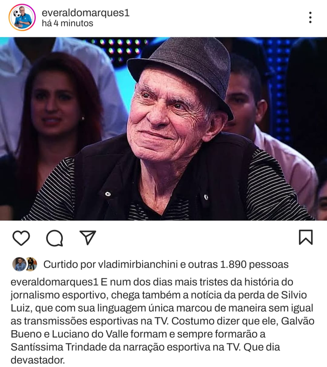 Narrador esportivo Silvio Luiz morre aos 89 anos