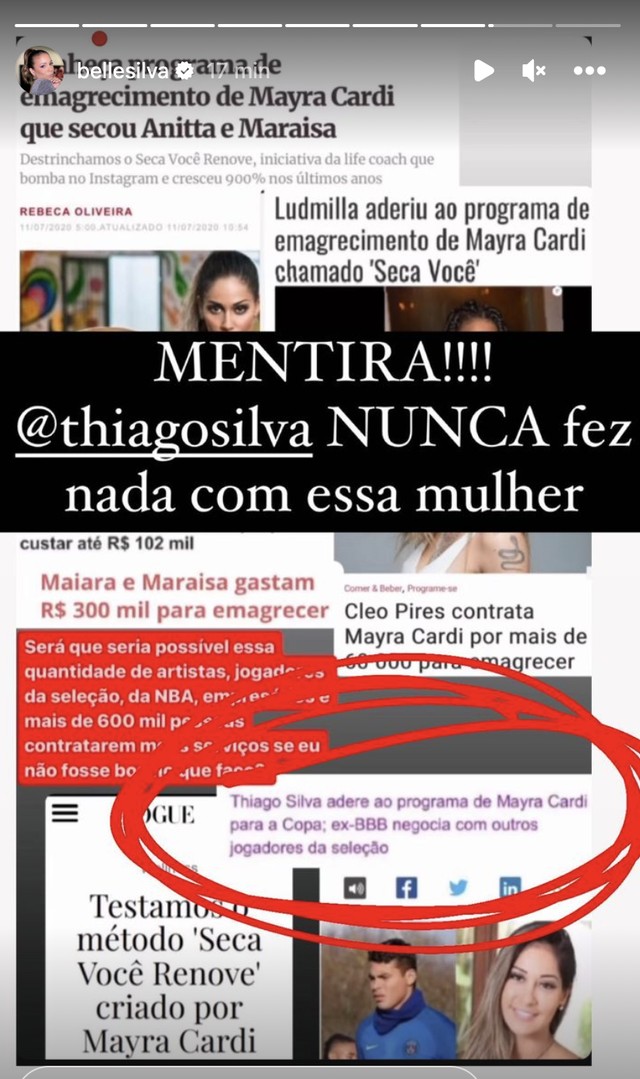 Em meio a polêmica com marido de Ivete, Belle Silva desmente Maíra Cardi