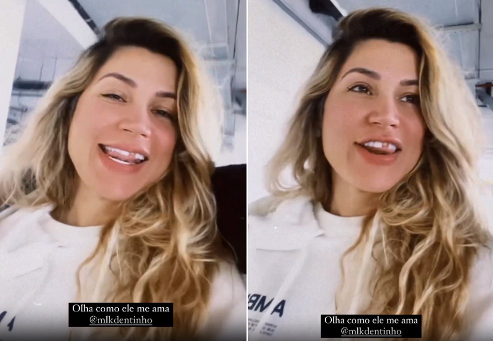 Dente de Dani Souza cai e o marido, Dentinho, tira sarro; assista