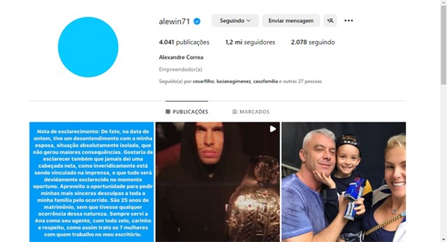 Alexandre Correa faz 'limpa' e deleta todas as fotos após agressão a ...