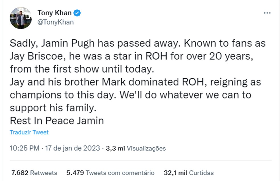 Morre aos 38 anos o lutador Jay Briscoe, duas vezes campeão do Ring of ...
