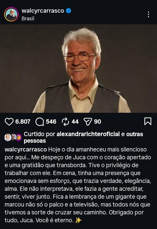 Famosos lamentam morte e exaltam trabalho de Juca de Oliveira: 'Elo ...