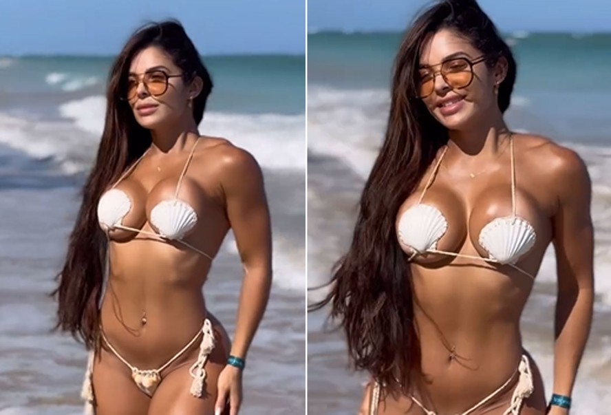 Musa da Vila Isabel, Monique Rizzeto toma banho de mar e revela ritual para virada do ano