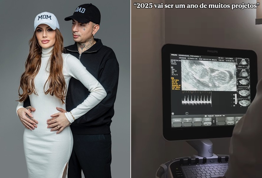 MC Guimê e Fernanda Stroschein mostram ultrassom de primeiro filho; vídeo