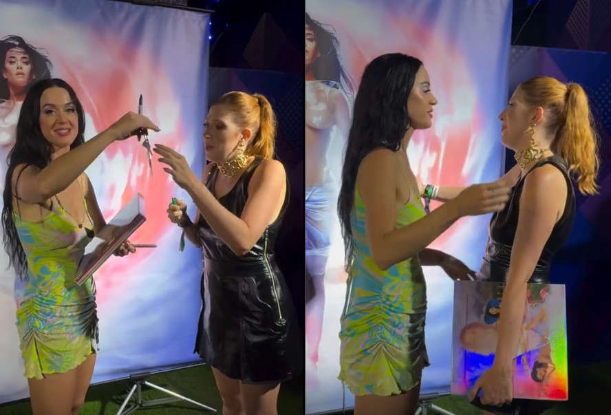Dani Calabresa dá chave de sua casa de presente para Katy Perry